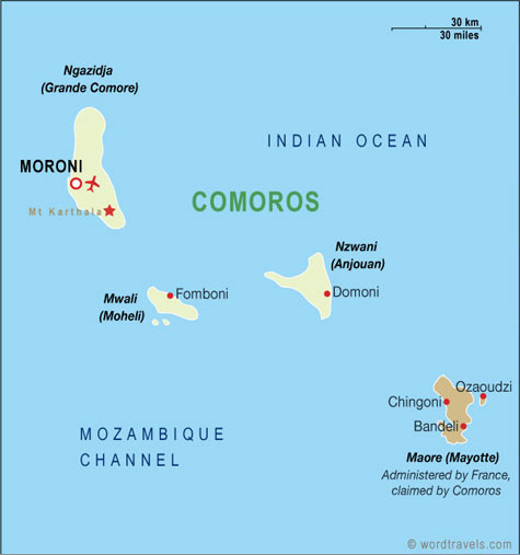 Comores Carte et Image Satellite