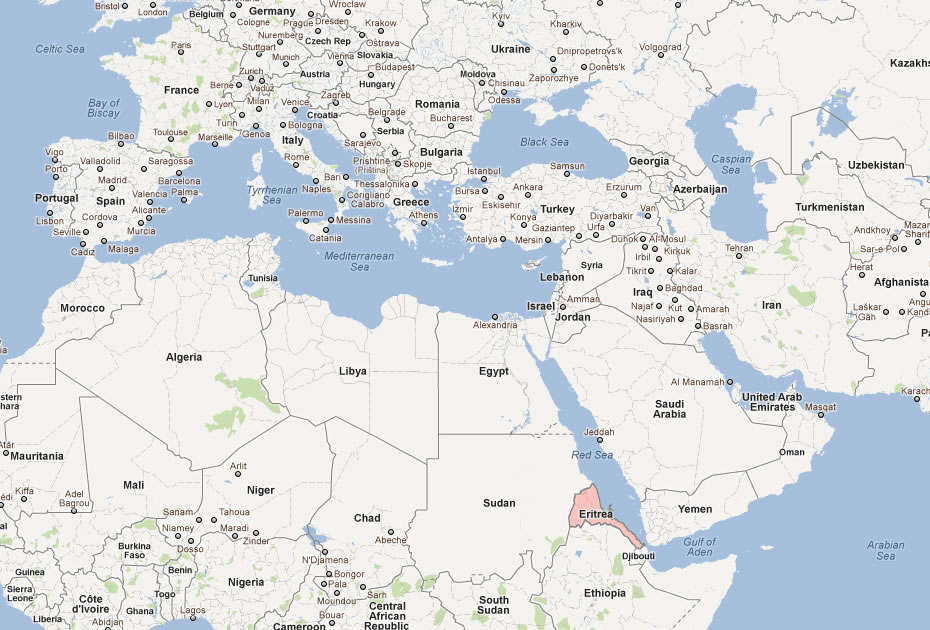 Erythree Carte et Image Satellite