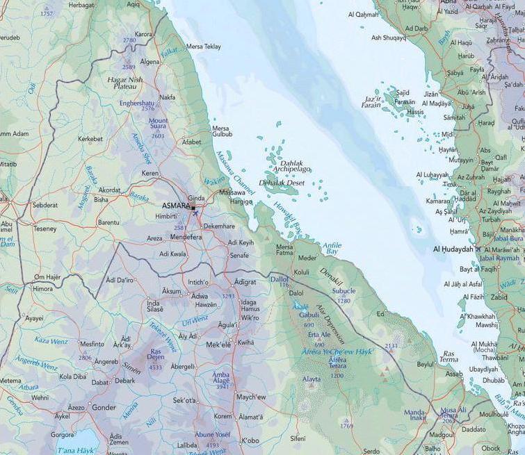 Erythree Carte et Image Satellite