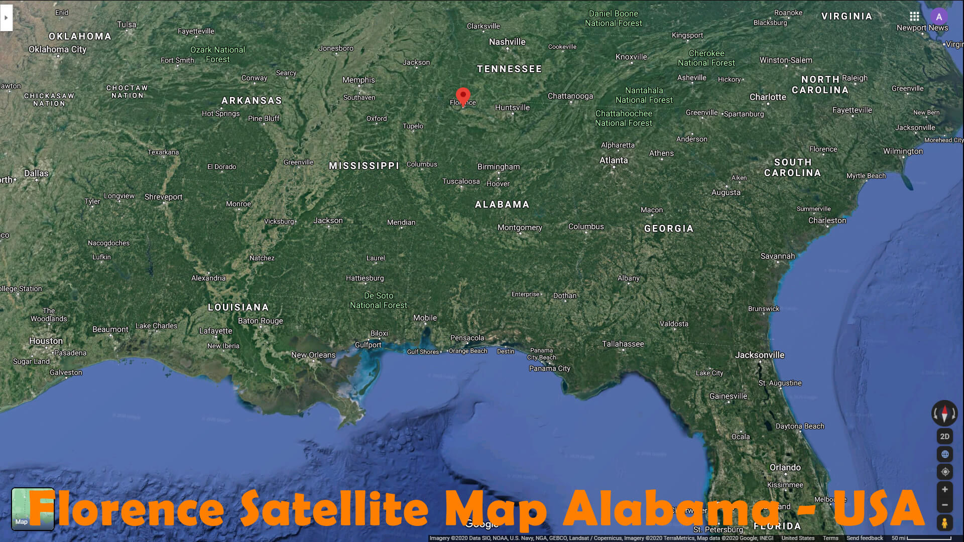 Florence Alabama Plan et Image Satellite