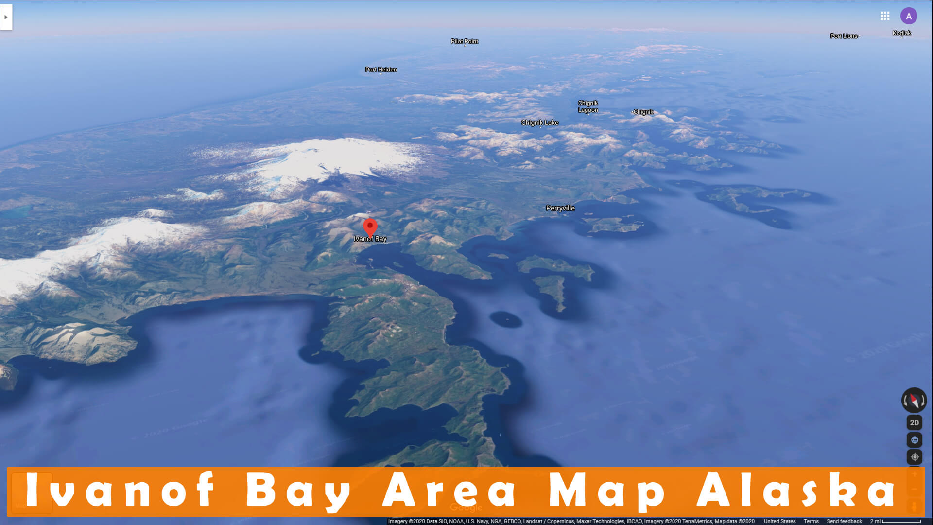 ivanof Bay Alaska Plan et Image Satellite