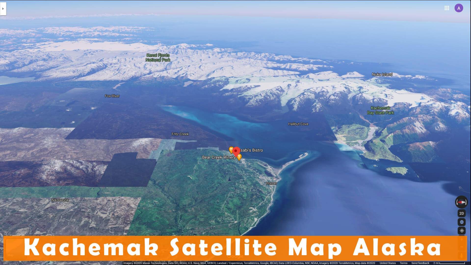 Kachemak Alaska Carte et Image Satellite