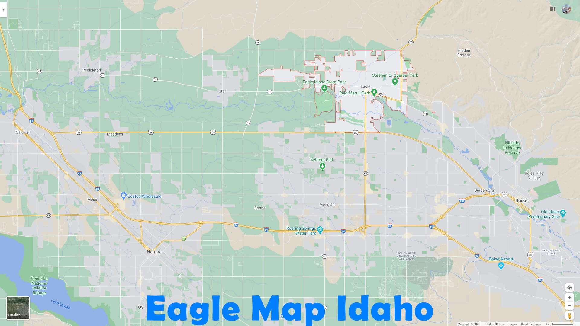 Eagle idaho Plan et Image Satellite