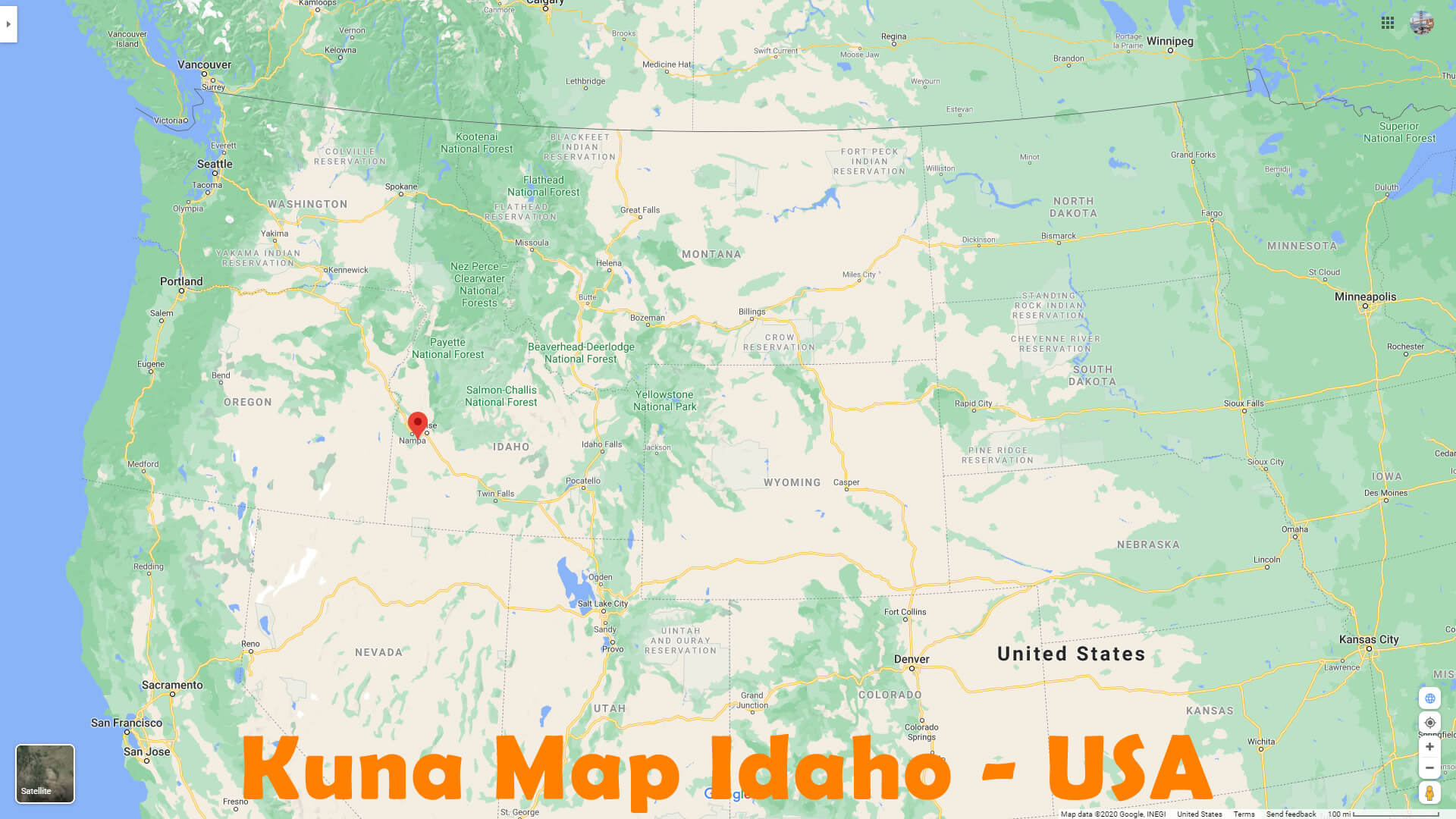 Kuna idaho Plan et Image Satellite
