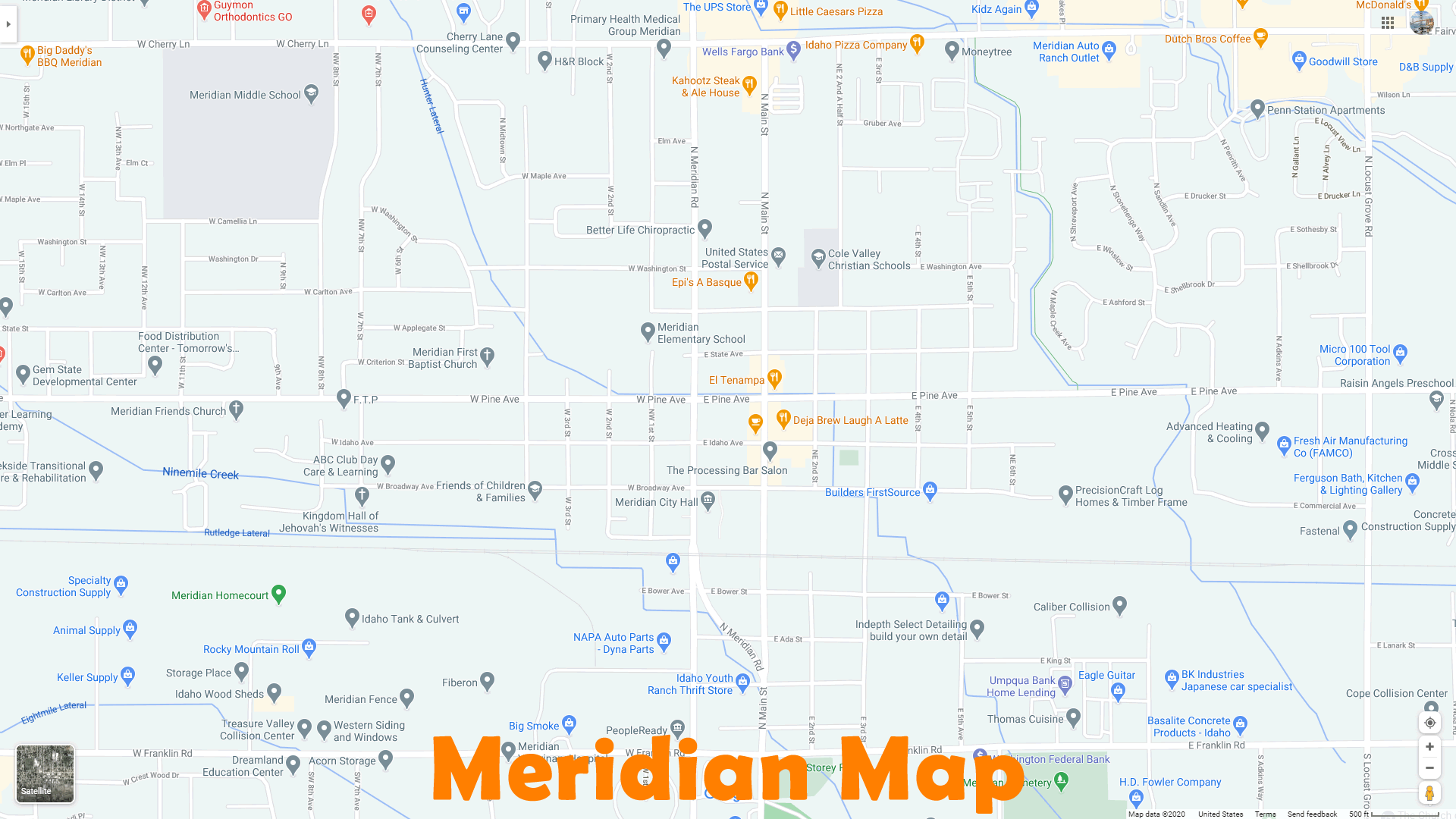 Meridian idaho Plan et Image Satellite
