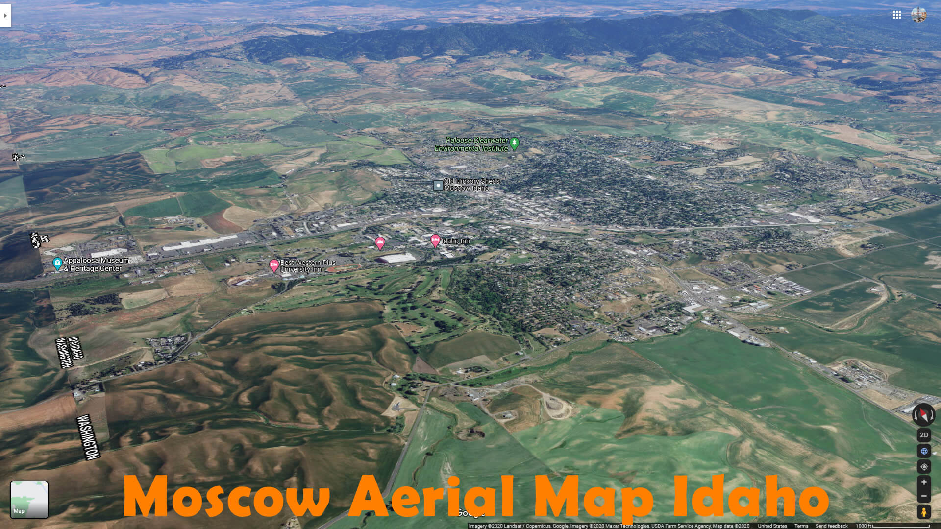 Moscow idaho Plan et Image Satellite