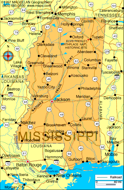 Madison Mississippi Plan et Image Satellite