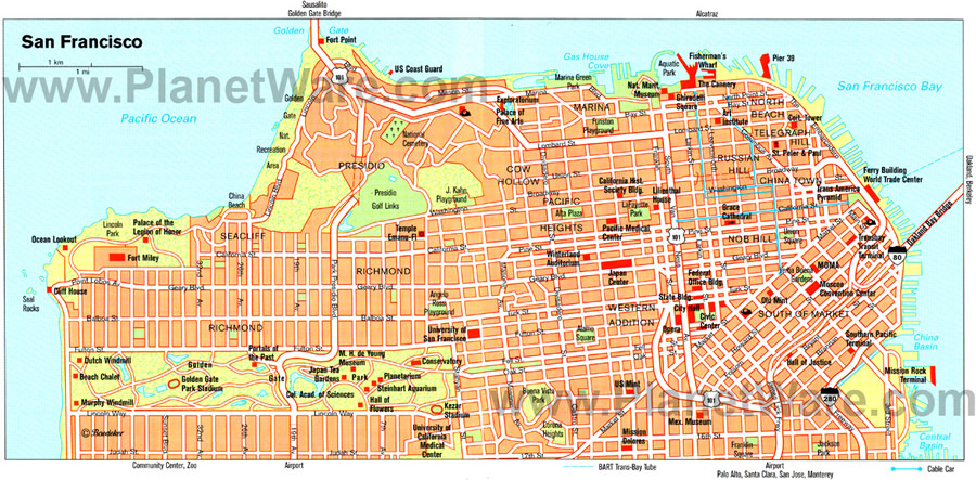 San Francisco Carte et Image Satellite