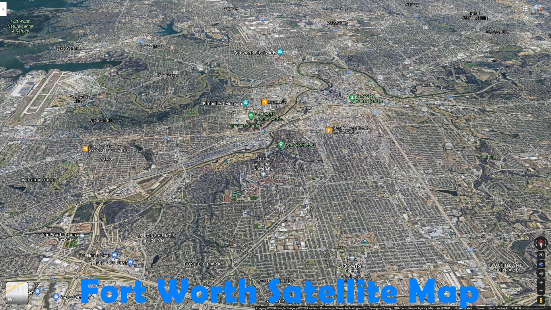 Fort Worth Texas Plan et Image Satellite