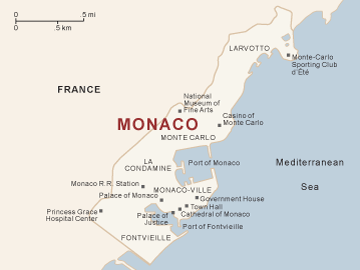Monaco Carte et Image Satellite