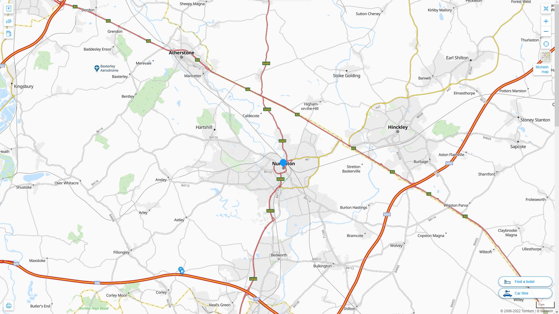 Nuneaton Carte et Image Satellite