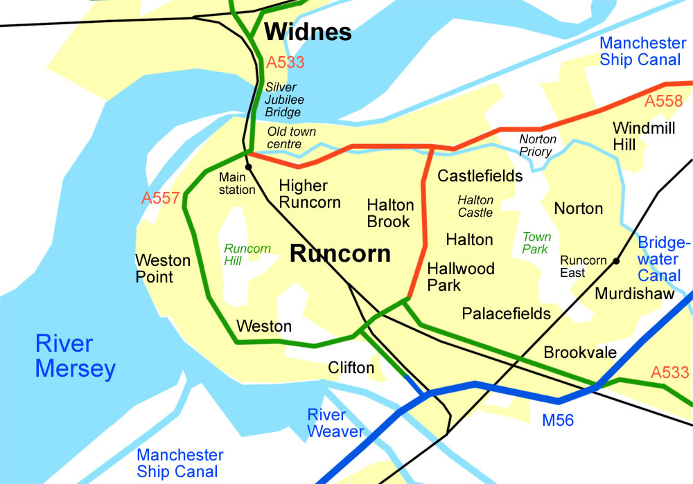 Runcorn Plan et Image Satellite