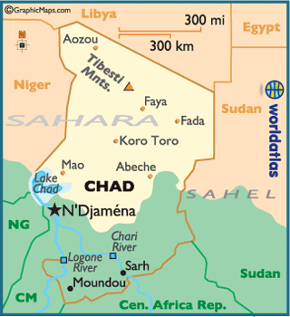 Tchad Carte et Image Satellite