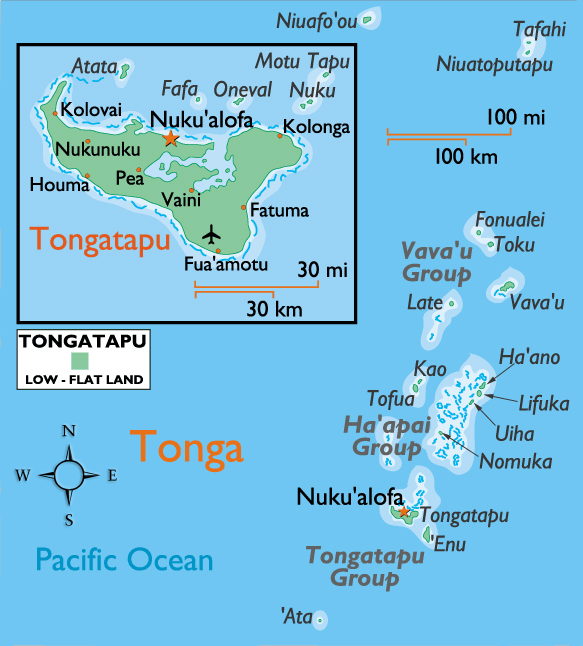 Tonga Carte et Image Satellite