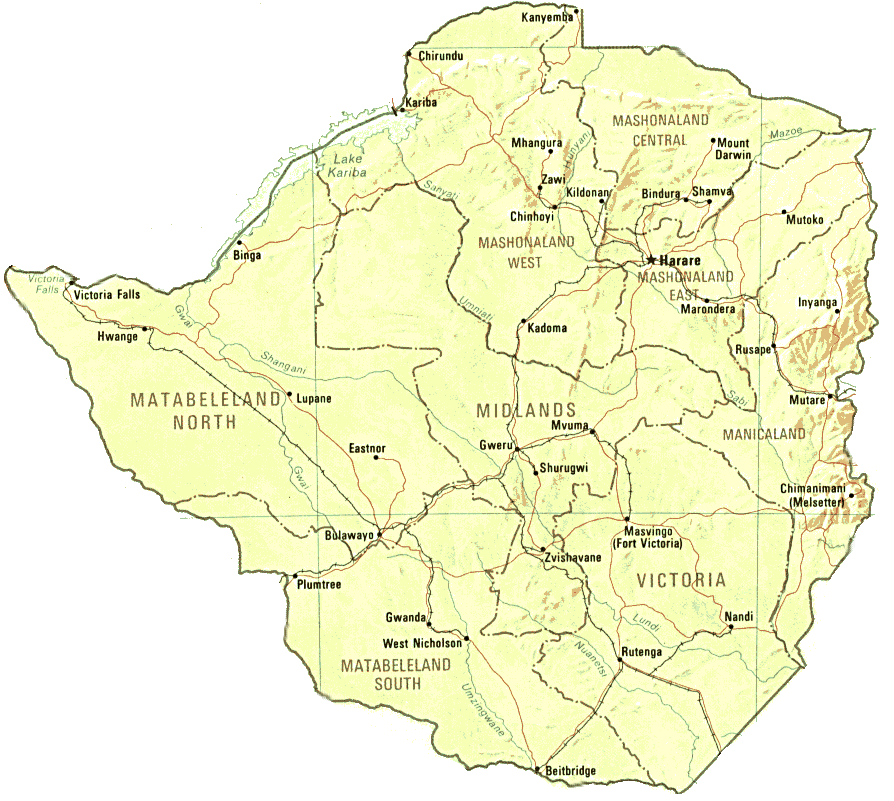 Zimbabwe Carte et Image Satellite