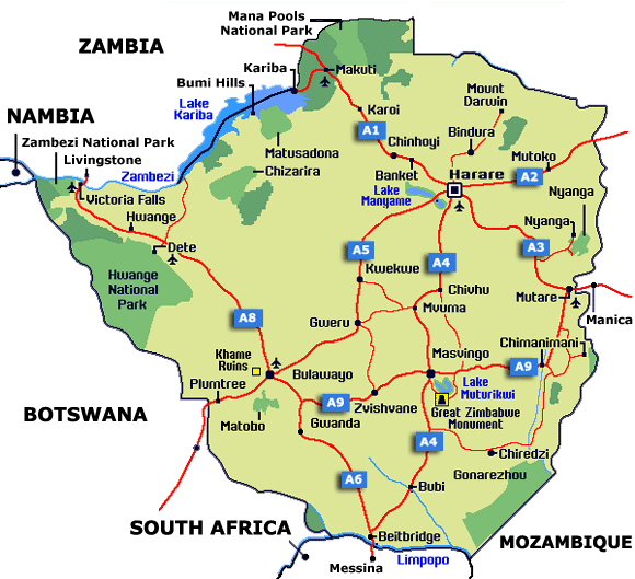 Zimbabwe Carte et Image Satellite